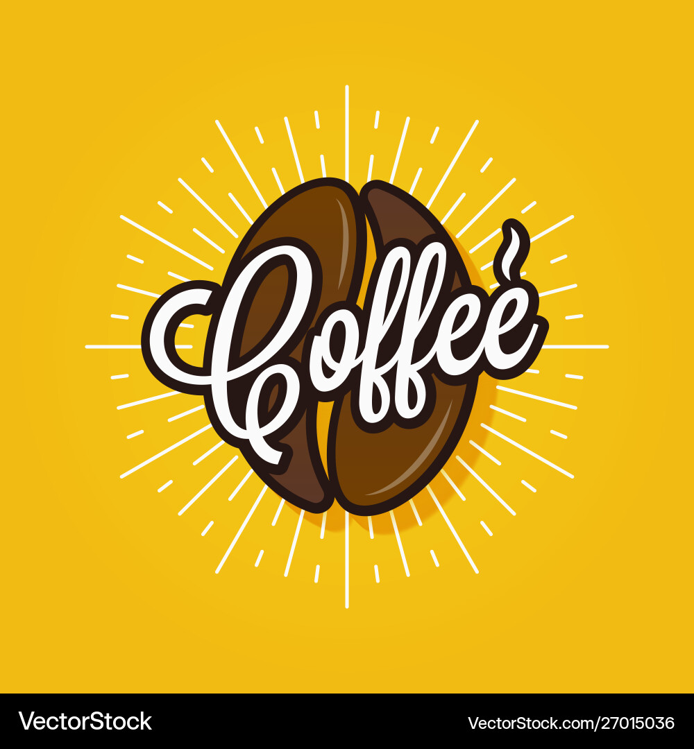 Coffee bean logo lettering on yellow Royalty Free Vector