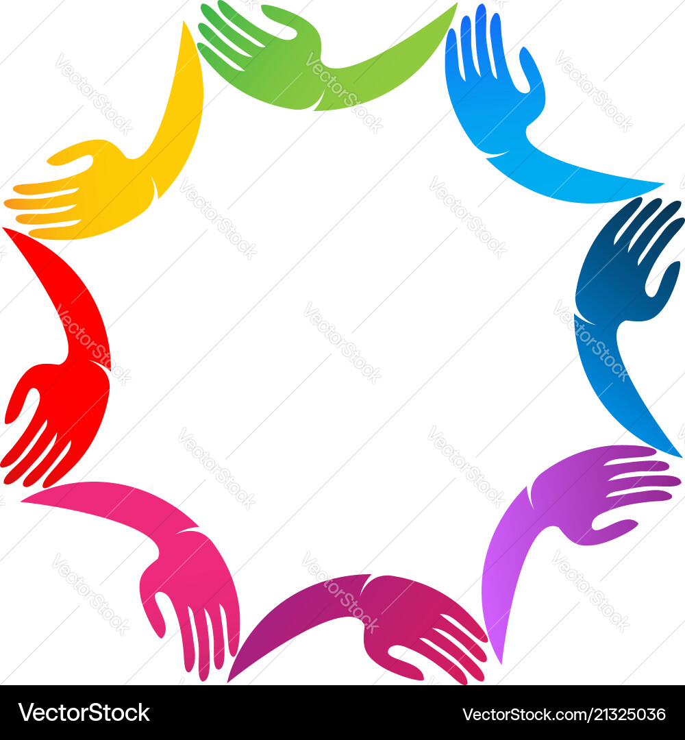 Diverse colorful hands coming together Royalty Free Vector