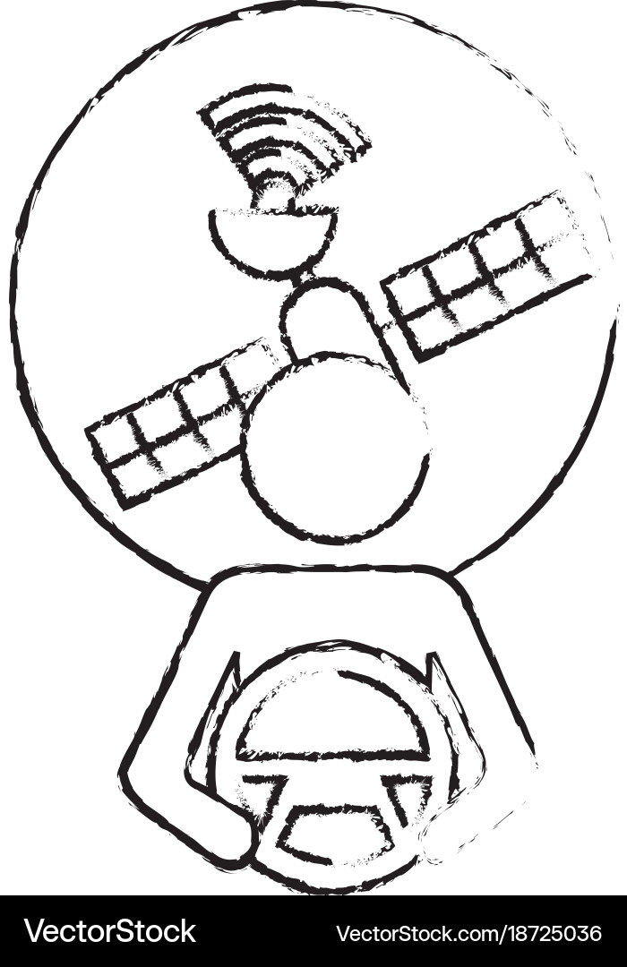 Driver at steering wheel autonomous satellite gps Vector Image