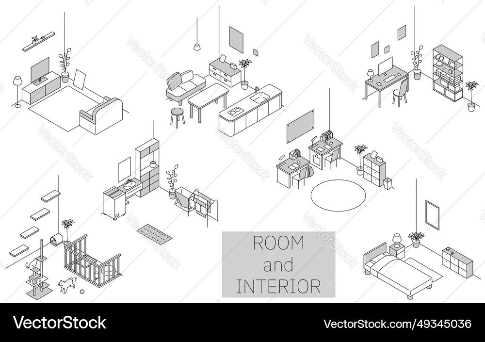 Finding a room for rent various rooms simple Vector Image