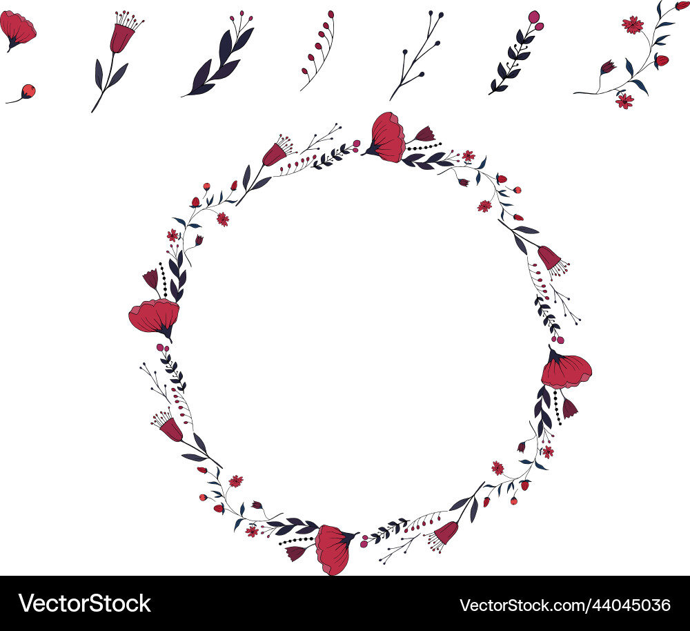 Floral wreath isolated on white background Vector Image