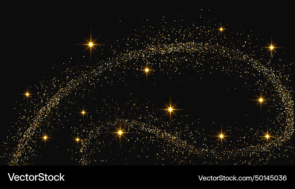 Gold glittering confetti wave and stardust Vector Image