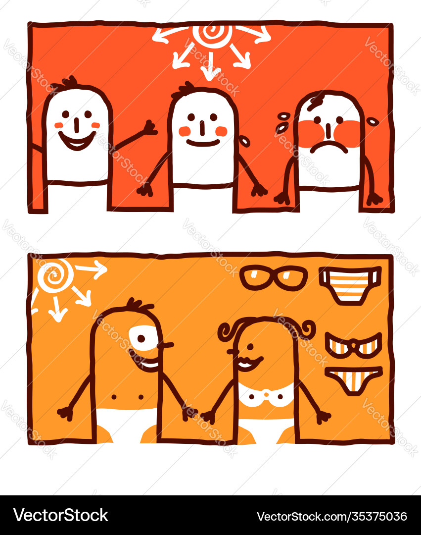 Hand drawn cartoon characters - hot sun rays Vector Image