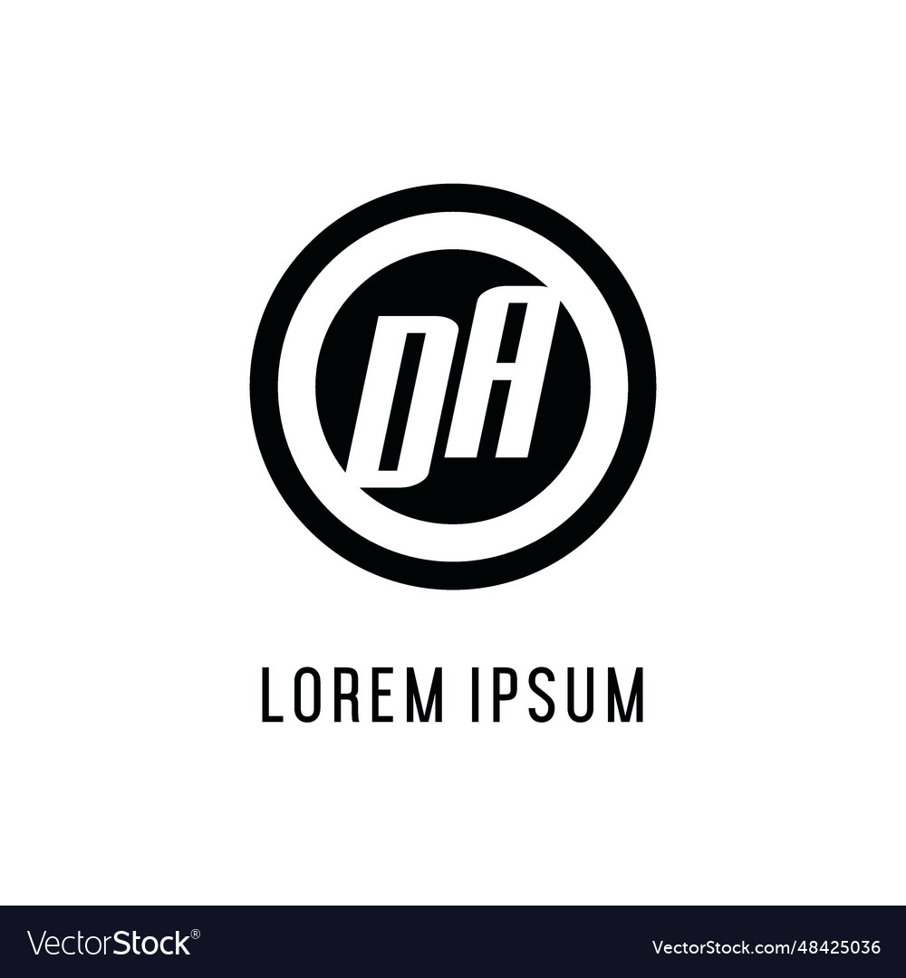 Initial da logo concentric circle line clean Vector Image