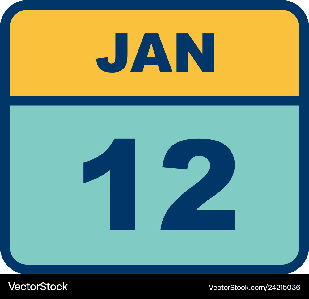 January 12th date on a single day calendar Vector Image
