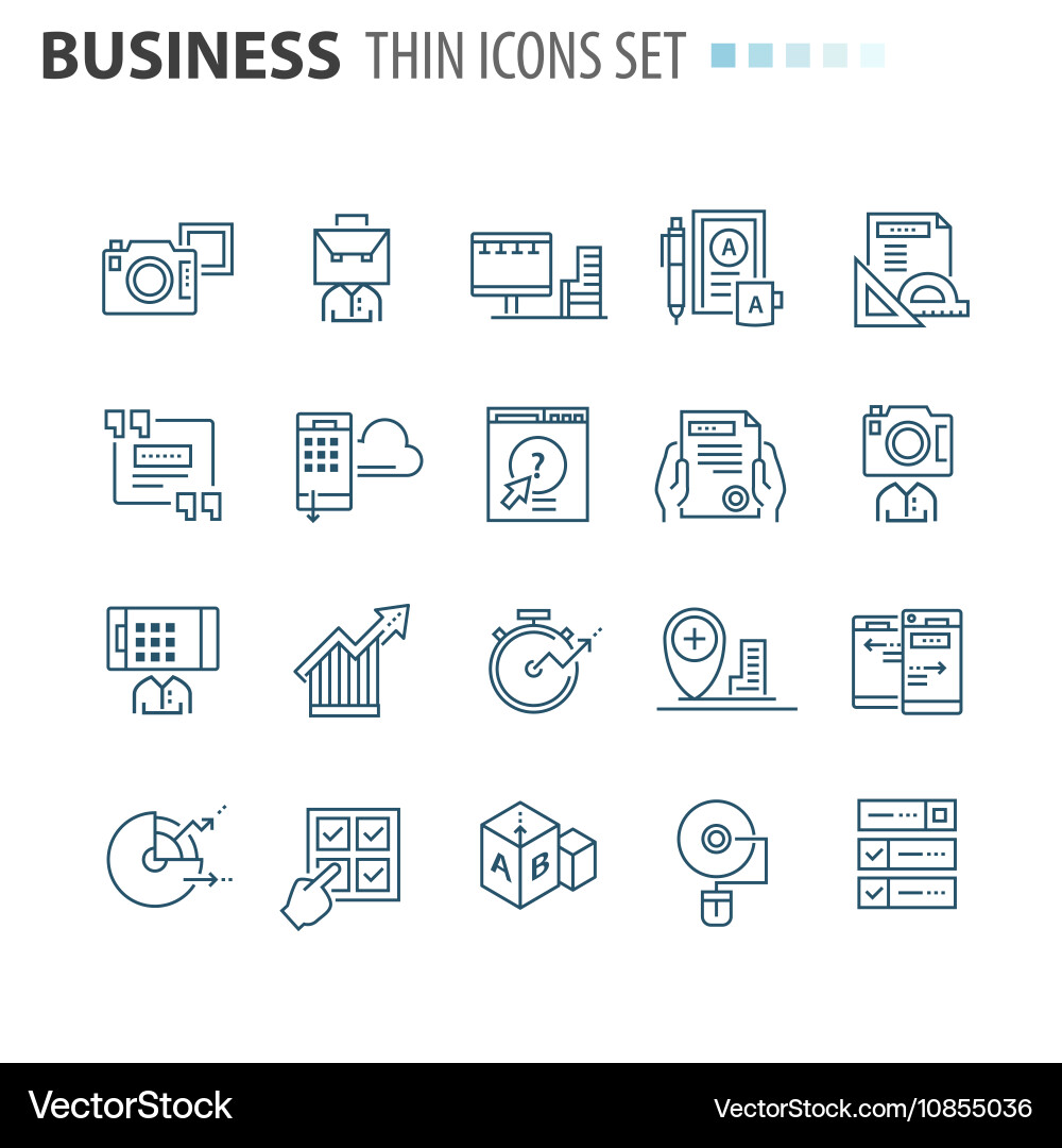 Thin line flat isolated business icons set Vector Image