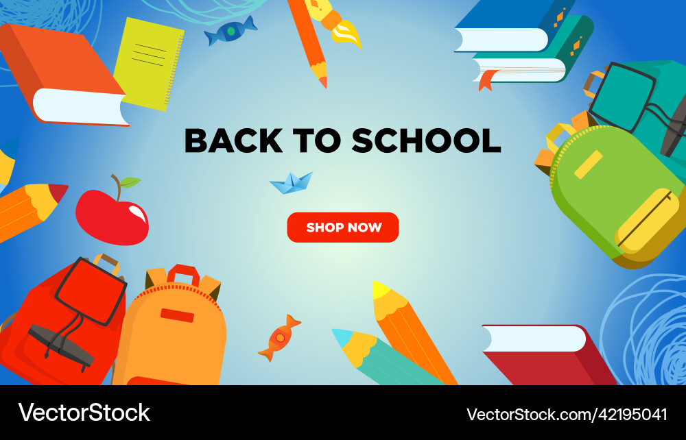 Back to school banner or screen with backpacks Vector Image