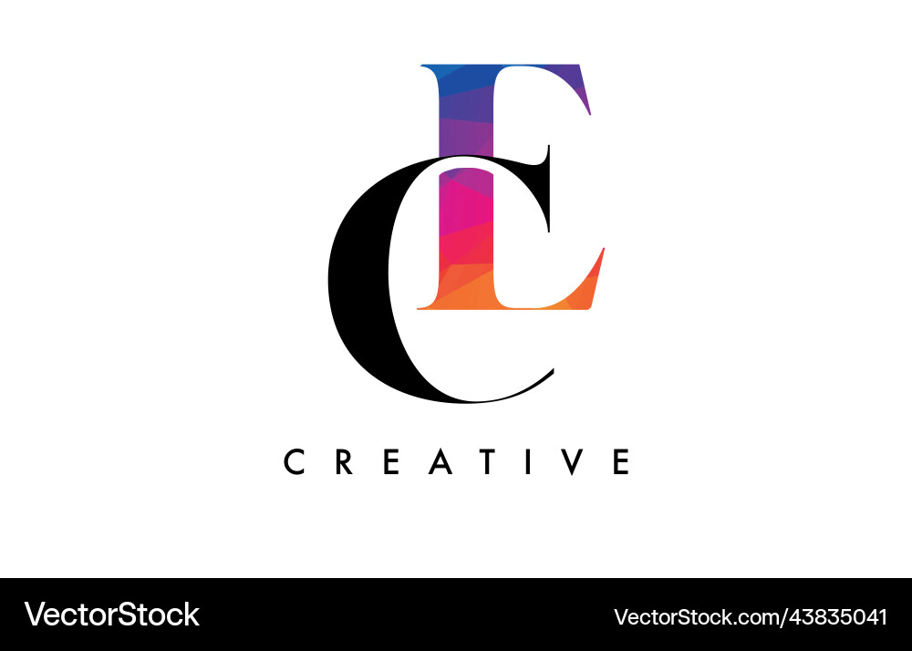 Ce letter design with creative cut and colorful Vector Image