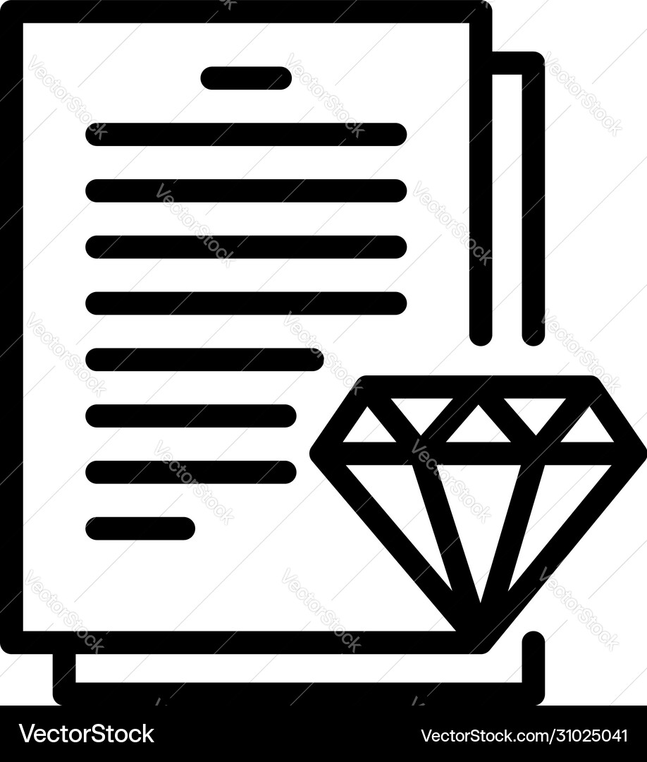 Diamond expert paper icon outline style Royalty Free Vector