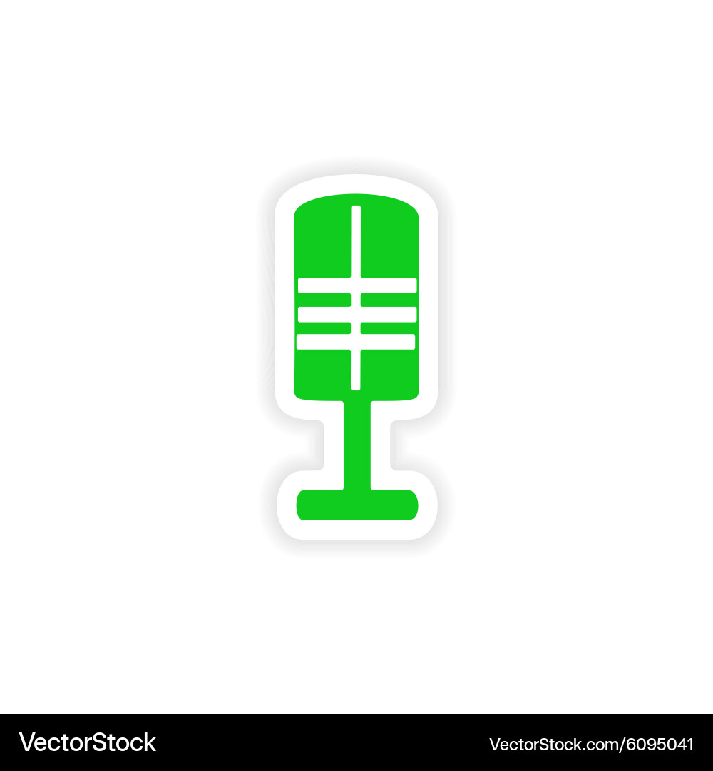 Icon sticker realistic design on paper microphone Vector Image
