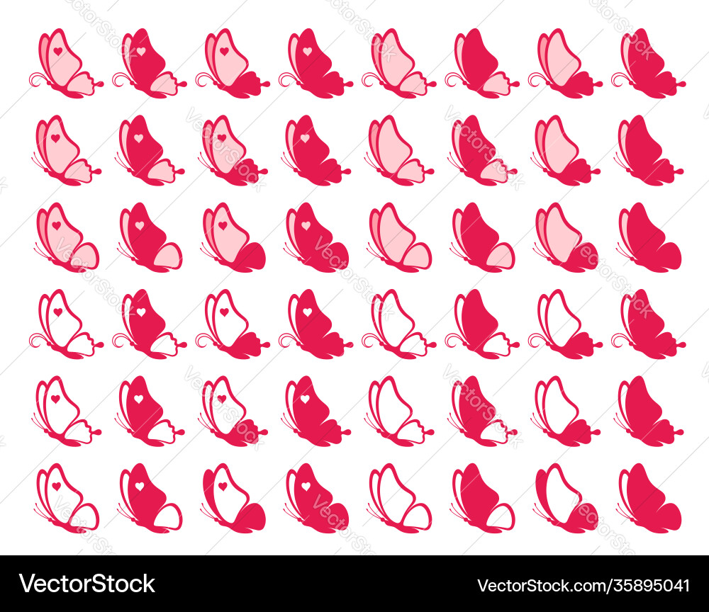 Large collection beautiful red butterflies Vector Image