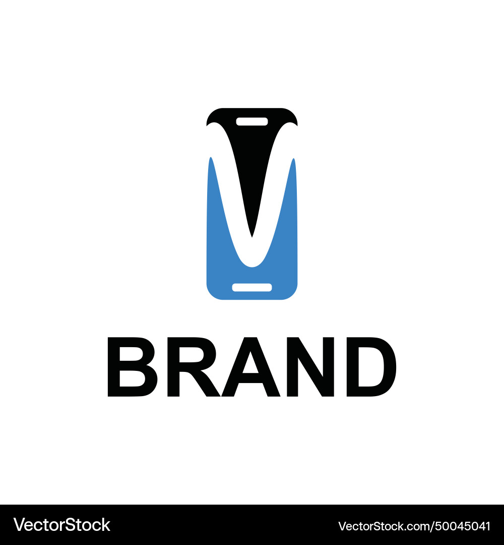 Mobile phone with letter m logo logo technology Vector Image