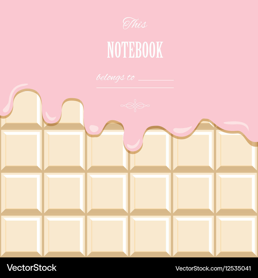 Pink cream melted on white chocolate bar Vector Image