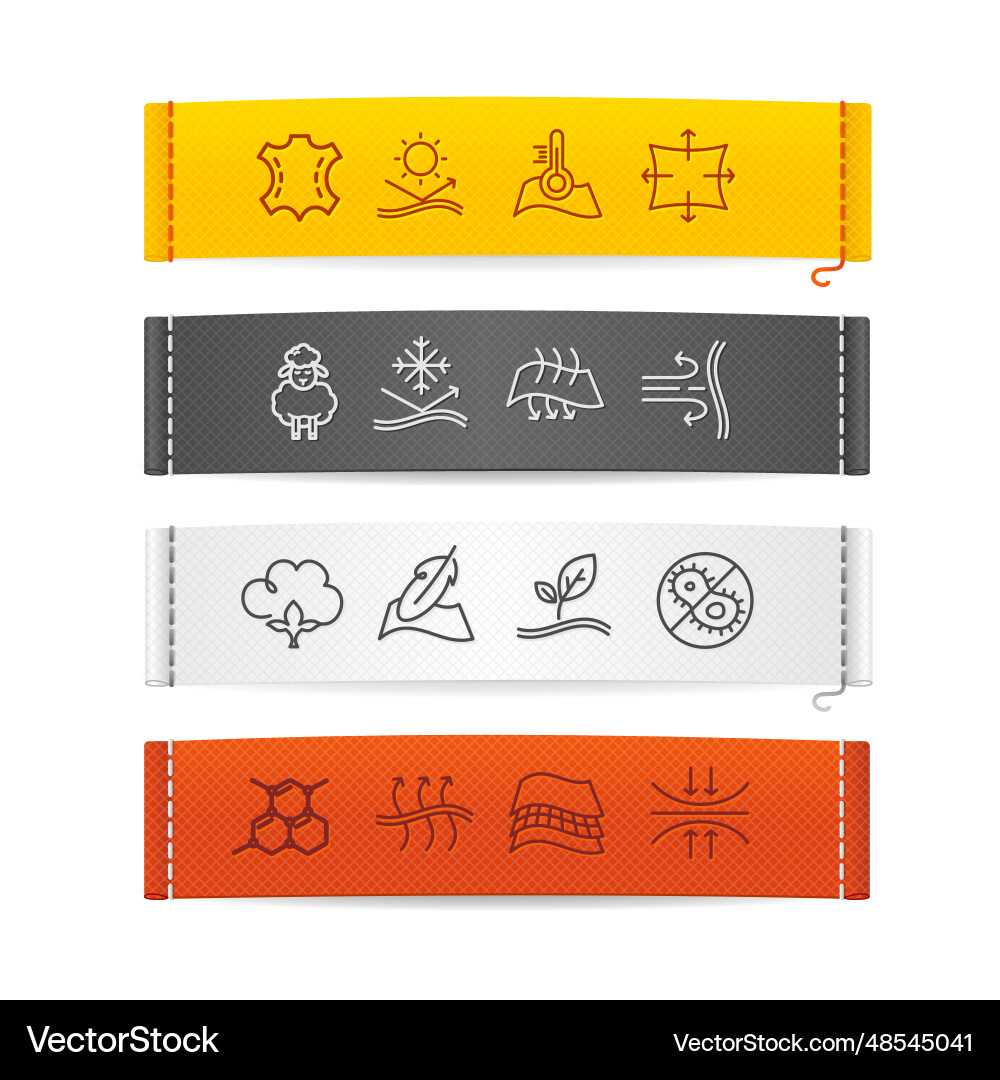 Realistic 3d detailed horizontal textile labels Vector Image