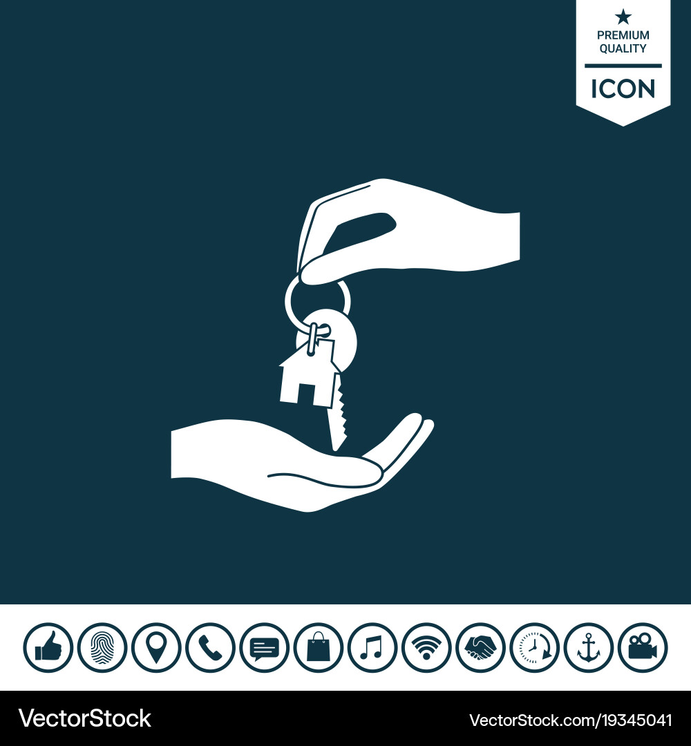 Receiving the key with keychain shaped like Vector Image