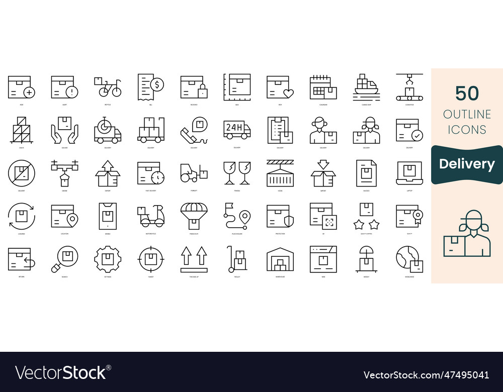 Set of delivery icons thin linear style icons pack