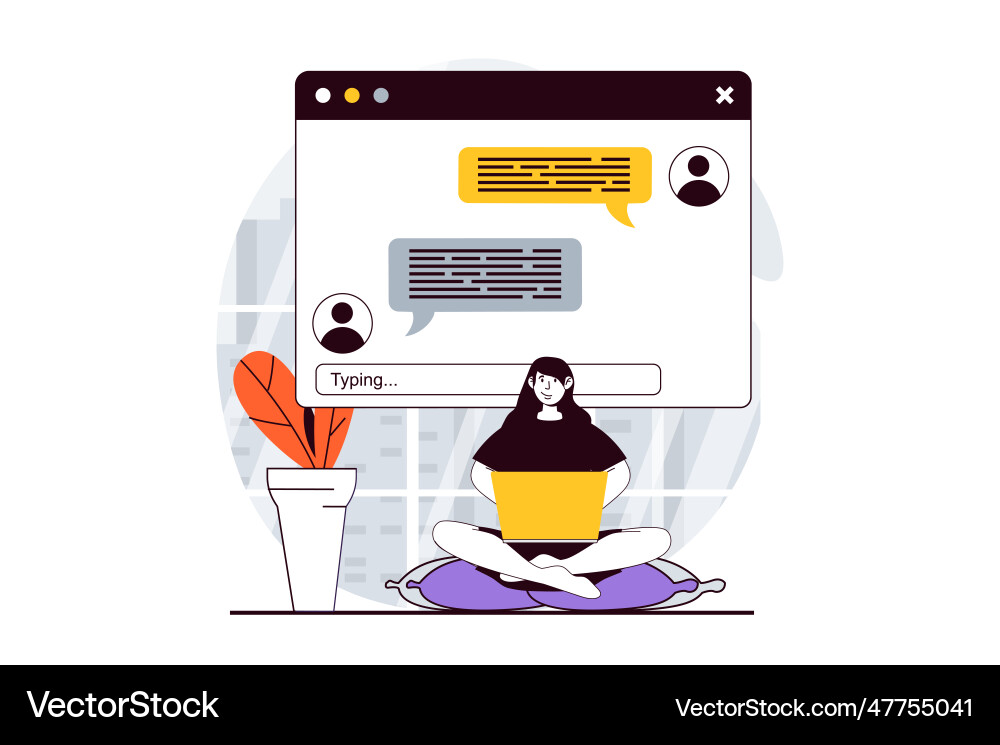 Social network concept with people scene in flat Vector Image
