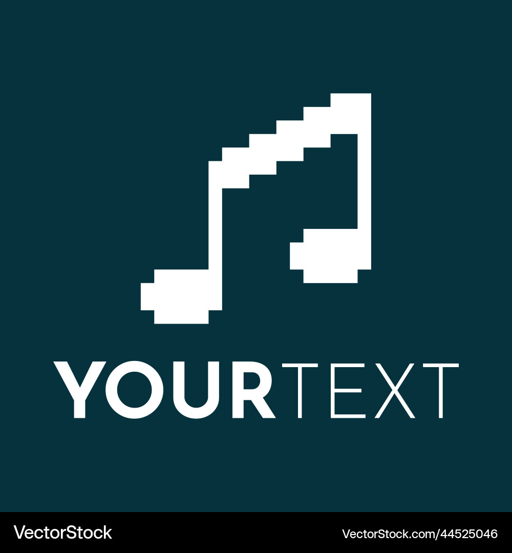 1bit pixel art logo of musical note Royalty Free Vector