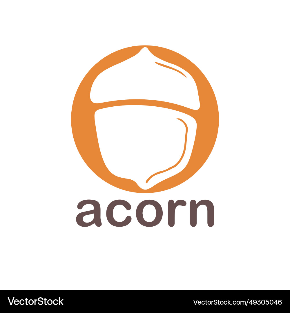 Acorn logo template design with leaves Royalty Free Vector