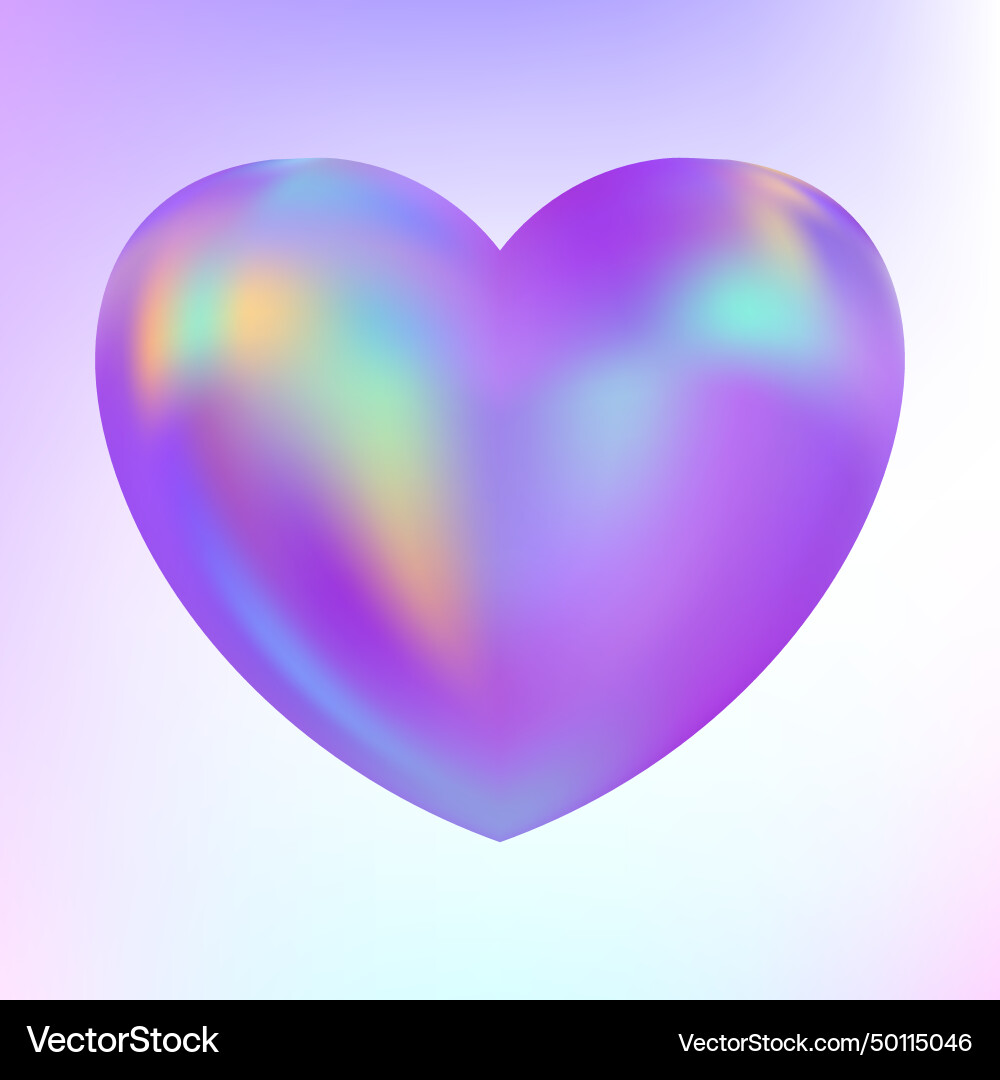 Holographic heart fluid liquid chrome shape Vector Image
