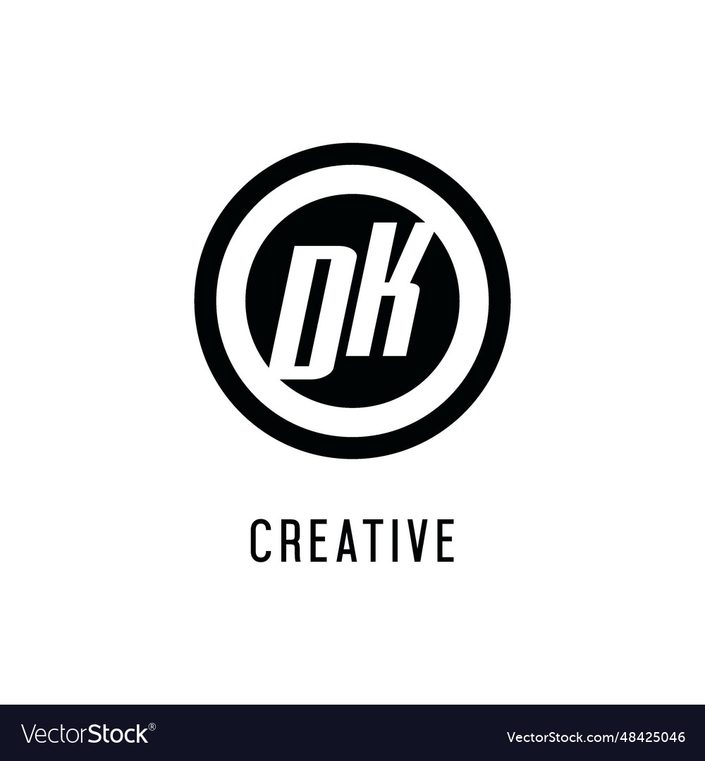 Initial dk logo concentric circle line clean Vector Image