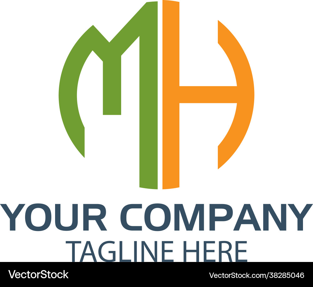 Letter mh stock logo mh initial flat design Vector Image
