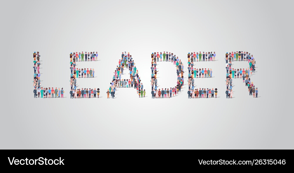 People crowd gathering in shape leader word Vector Image
