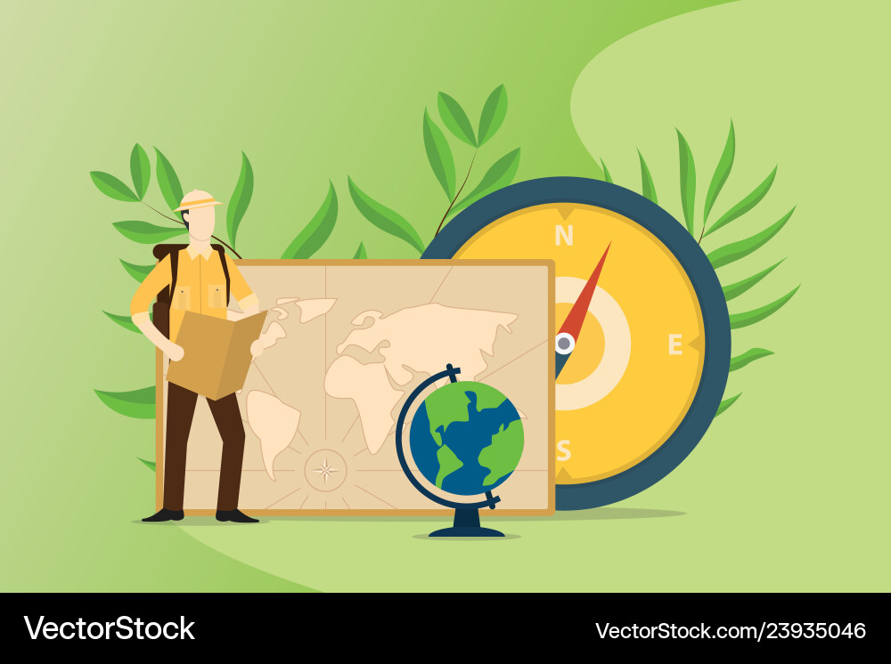 People explore and adventure world with maps Vector Image