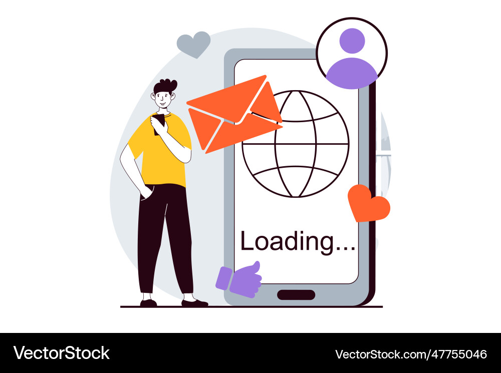 Social network concept with people scene in flat Vector Image