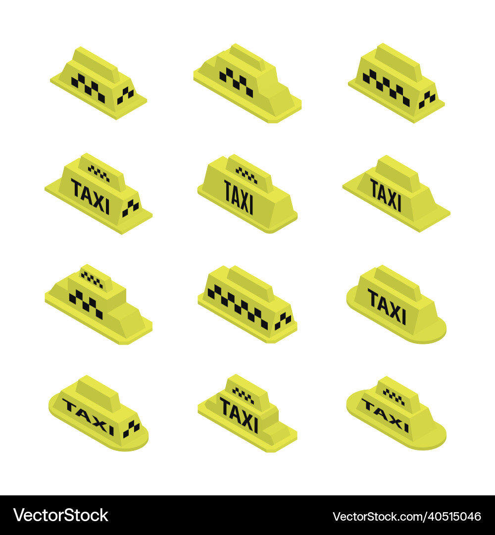Taxi checkers set flat 3d Royalty Free Vector Image