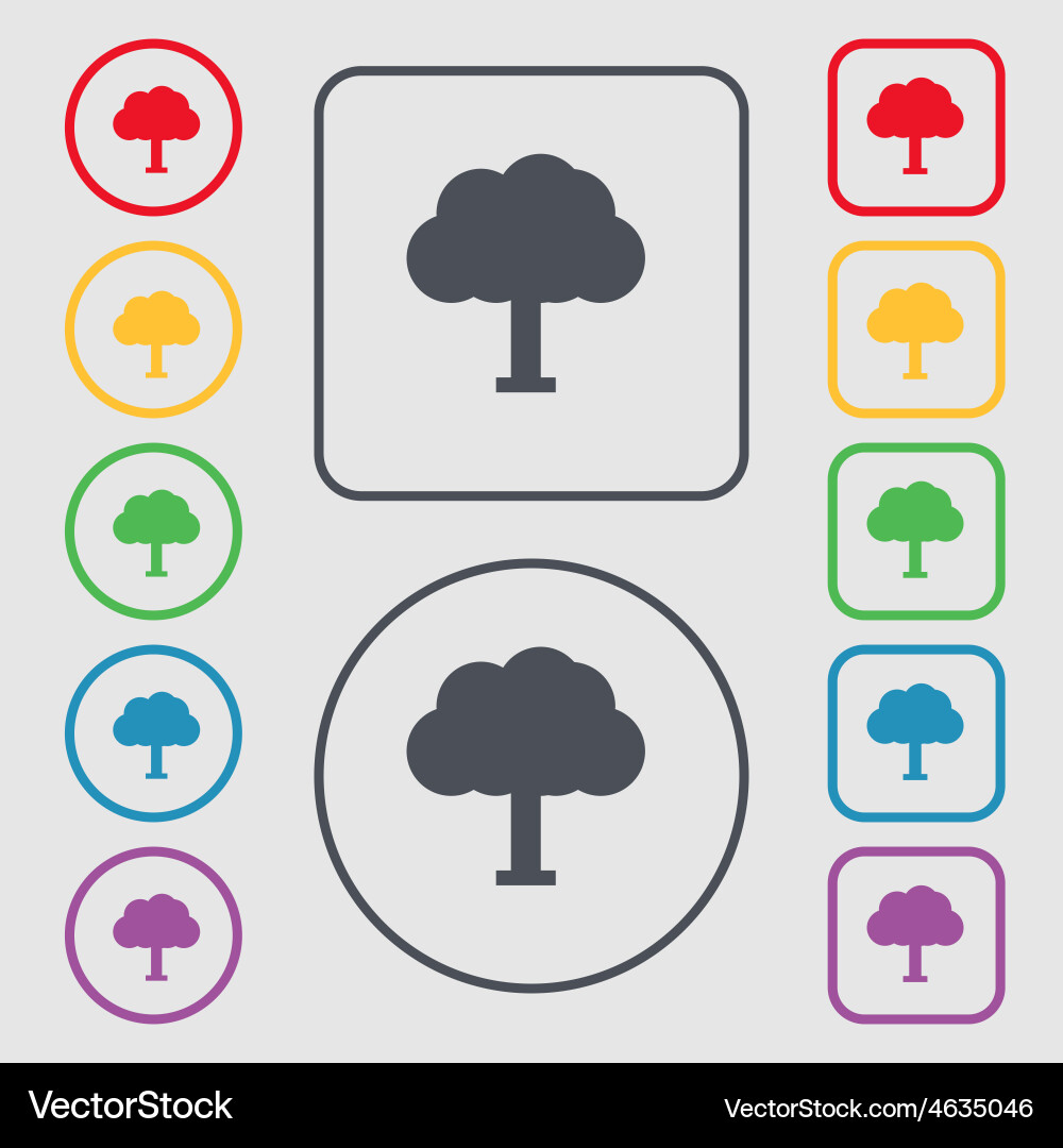 Tree forest icon sign symbol on the round Vector Image