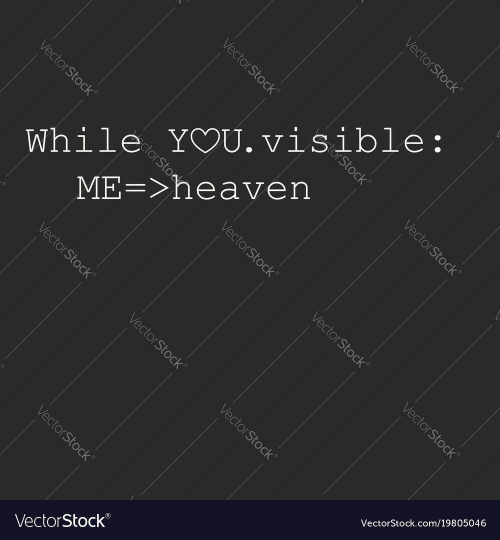 Valentine day card with programming code Vector Image