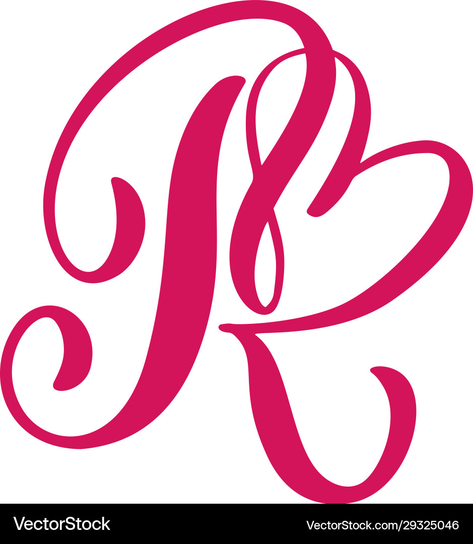 Vintage floral monogram letter r Royalty Free Vector Image