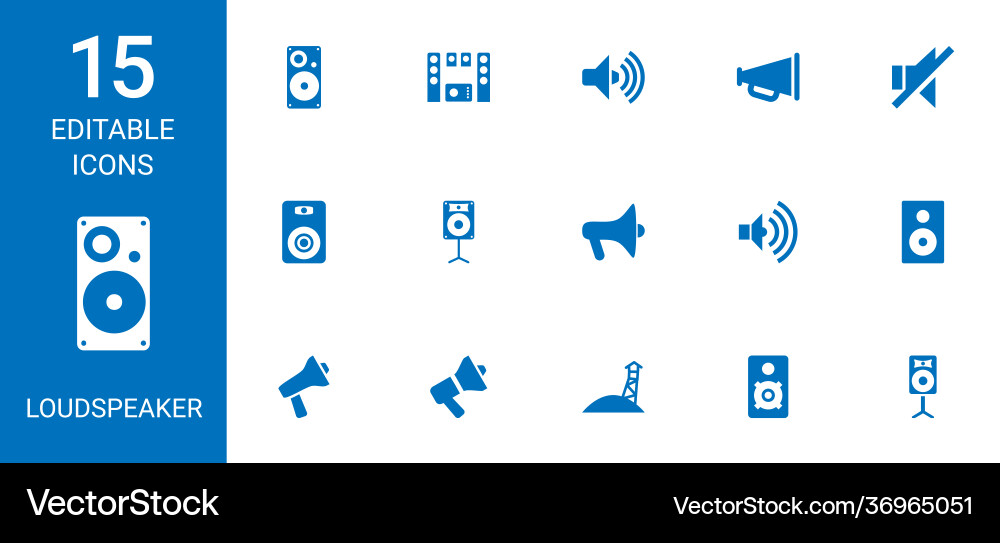 15 Lautsprecher-Icons Lizenzfreies Vektorbild