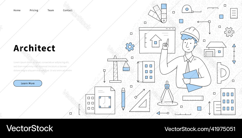 Architect banner with man engineer in helmet Vector Image