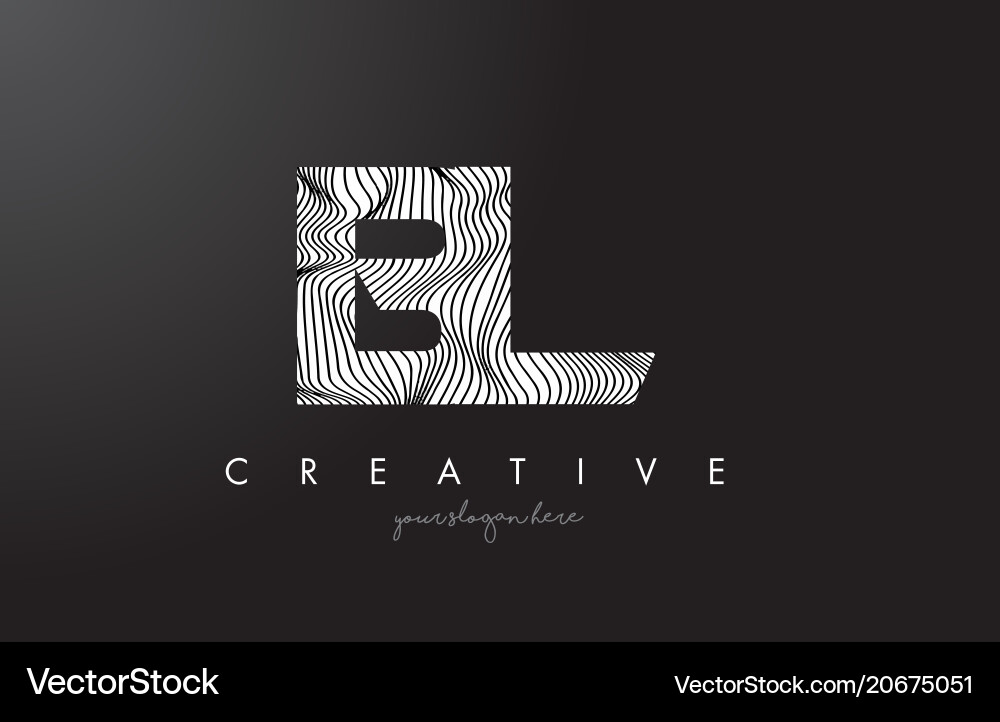 Bl b l letter logo with zebra lines texture Vector Image