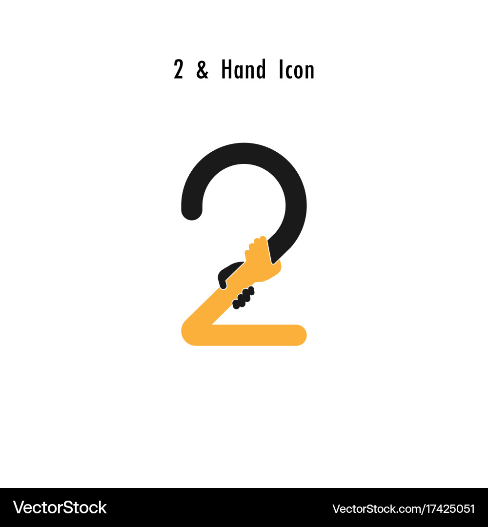 Creative 2- number icon abstract and hands icon Vector Image