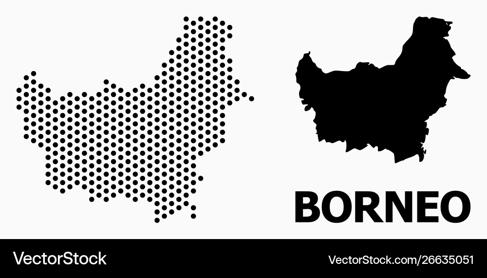 Dotted mosaic map borneo island Royalty Free Vector Image