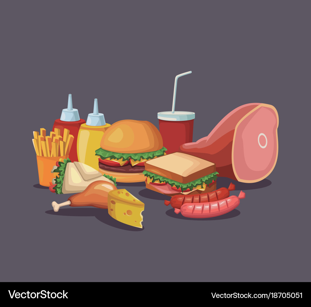 Fast food icons Royalty Free Vector Image - VectorStock