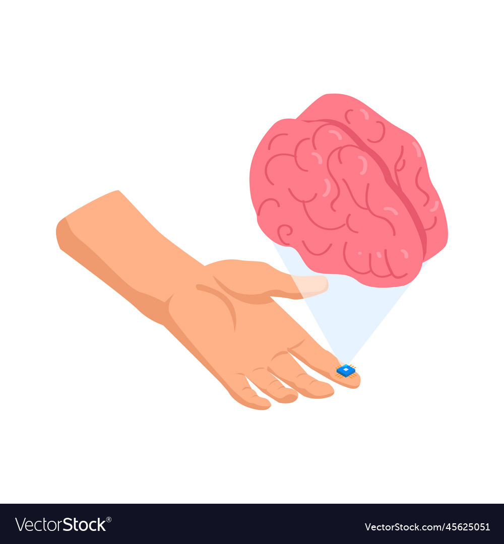 Micro chip brain composition Royalty Free Vector Image
