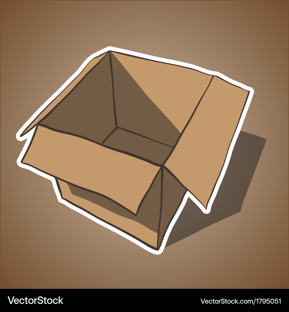 Open box with white outline cartoon Royalty Free Vector