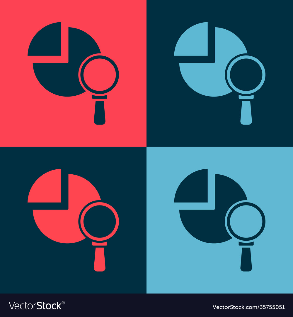 Pop art magnifying glass and data analysis icon Vector Image