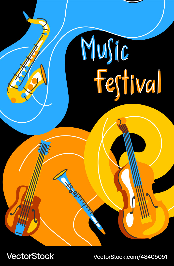 Poster with musical instruments jazz blues Vector Image