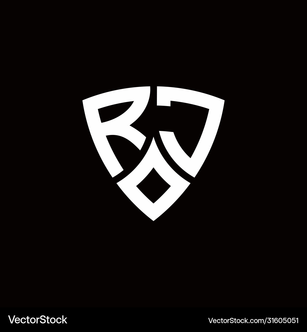 Rj monogram logo with modern shield style design Vector Image