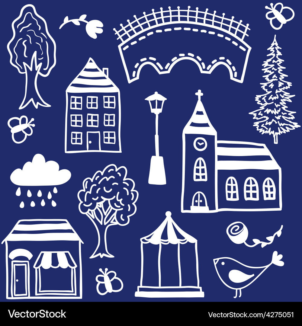 Small town design elements Royalty Free Vector Image