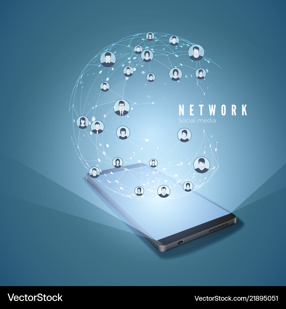Smart phone and global network connections Vector Image
