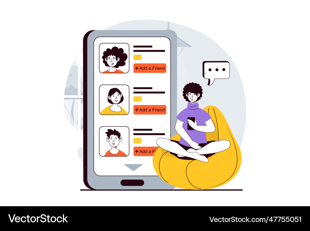 Social network concept with people scene in flat Vector Image