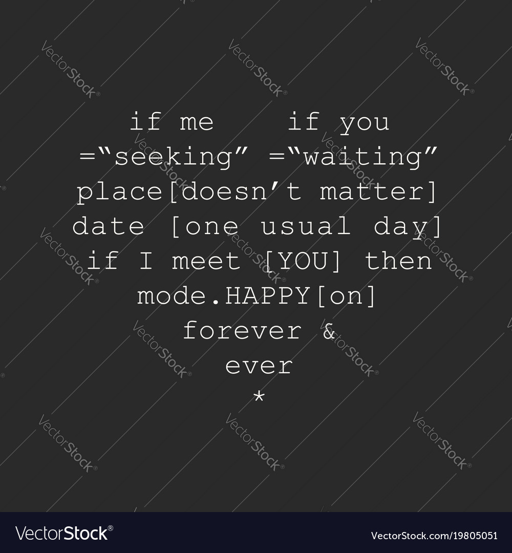 Valentine day card with programming code Vector Image