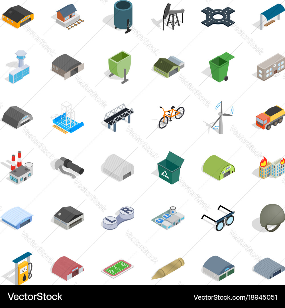 Waste icons set isometric style Royalty Free Vector Image