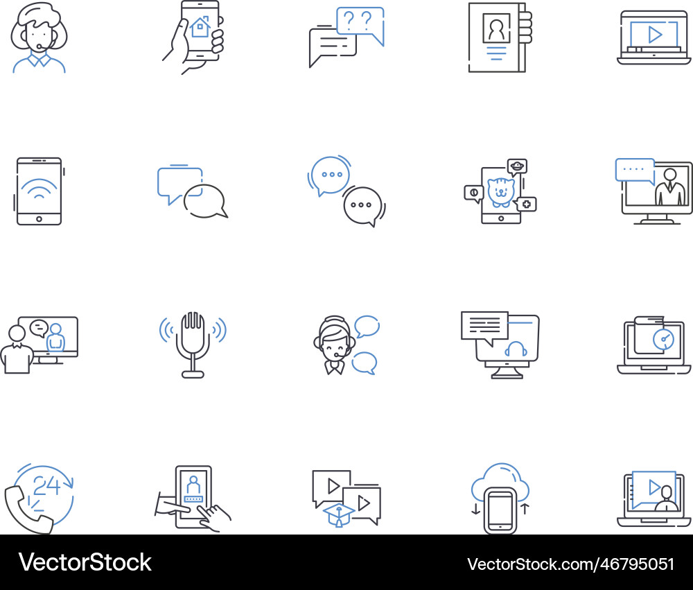 Web connectivity line icons collection broadband Vector Image